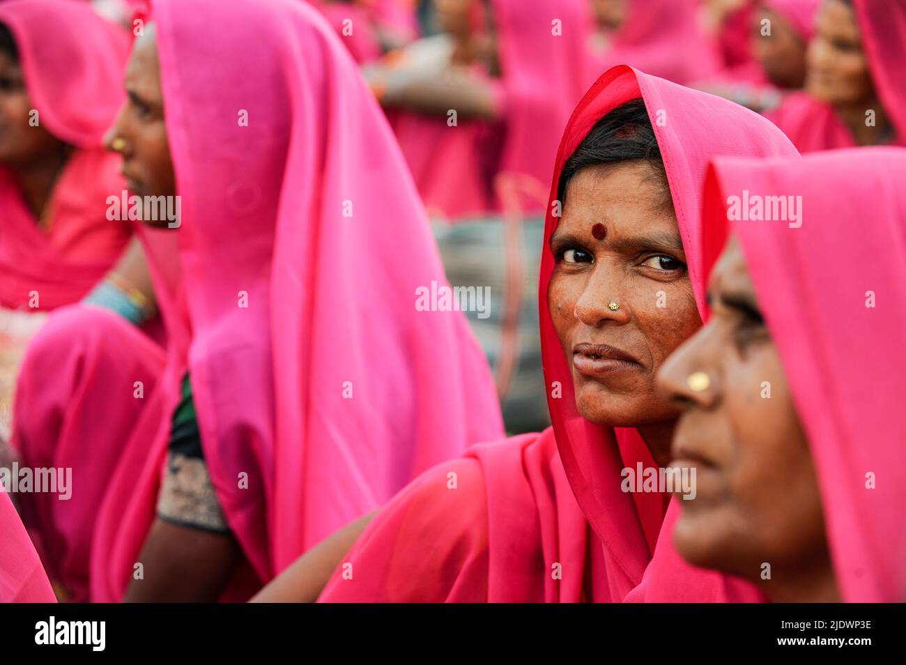 INDIA, Uttar Pradesh, Bundelkhand, women movement Gulabi Gang, founded by Sampat Pal Devi ...