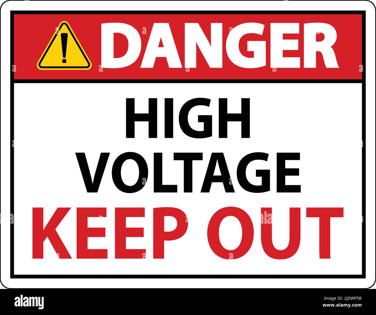 Danger High Voltage Keep Out Sign On White Background Stock Vector ...