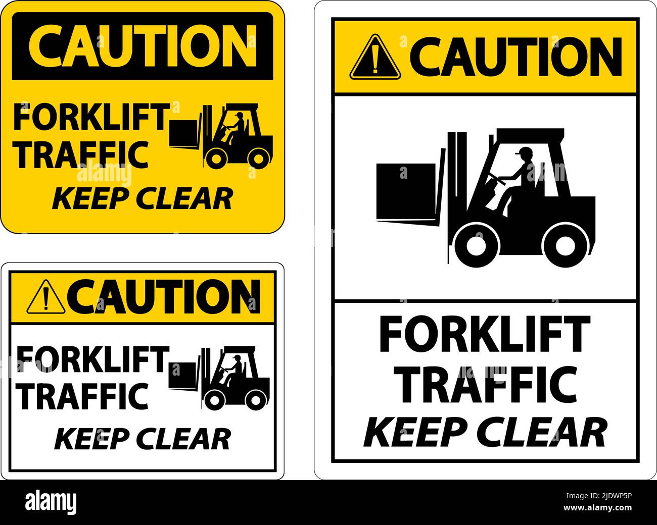 Caution Forklift Traffic Keep Clear Sign On White Background Stock ...