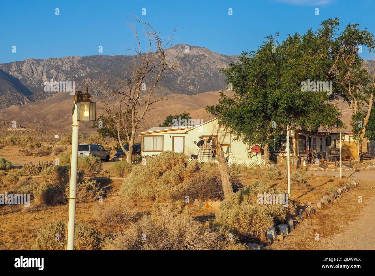 Olancha, USA - 06.06.2016: Main office building of Rustic Motel in ...