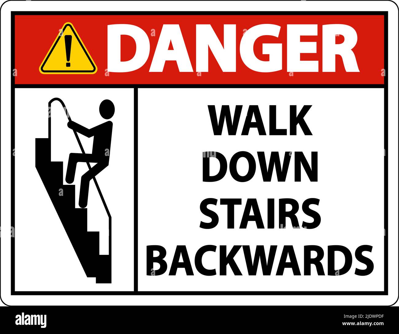 Danger Walk Down Stairs Backwards Sign Stock Vector Image & Art - Alamy