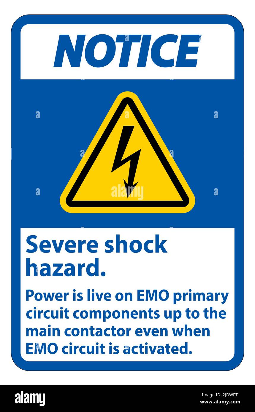 Notice Severe shock hazard sign on white background Stock Vector Image ...