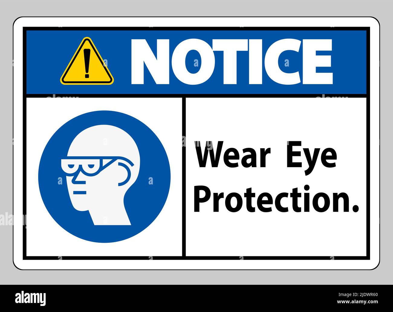Notice Sign Wear Eye Protection on white background Stock Vector Image ...