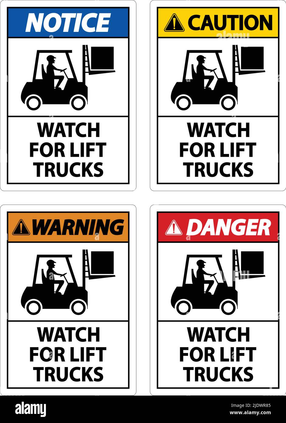 Caution Watch For Lift Trucks Sign On White Background Stock Vector ...