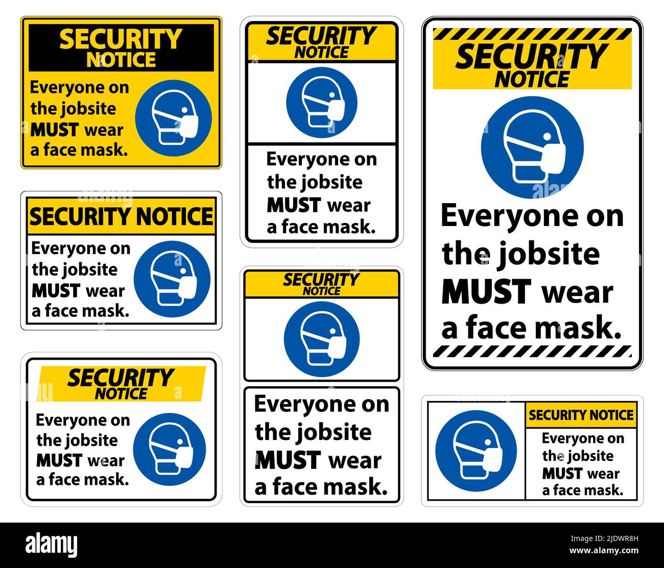 Security Notice Wear A Face Mask Sign Isolate On White Background ...