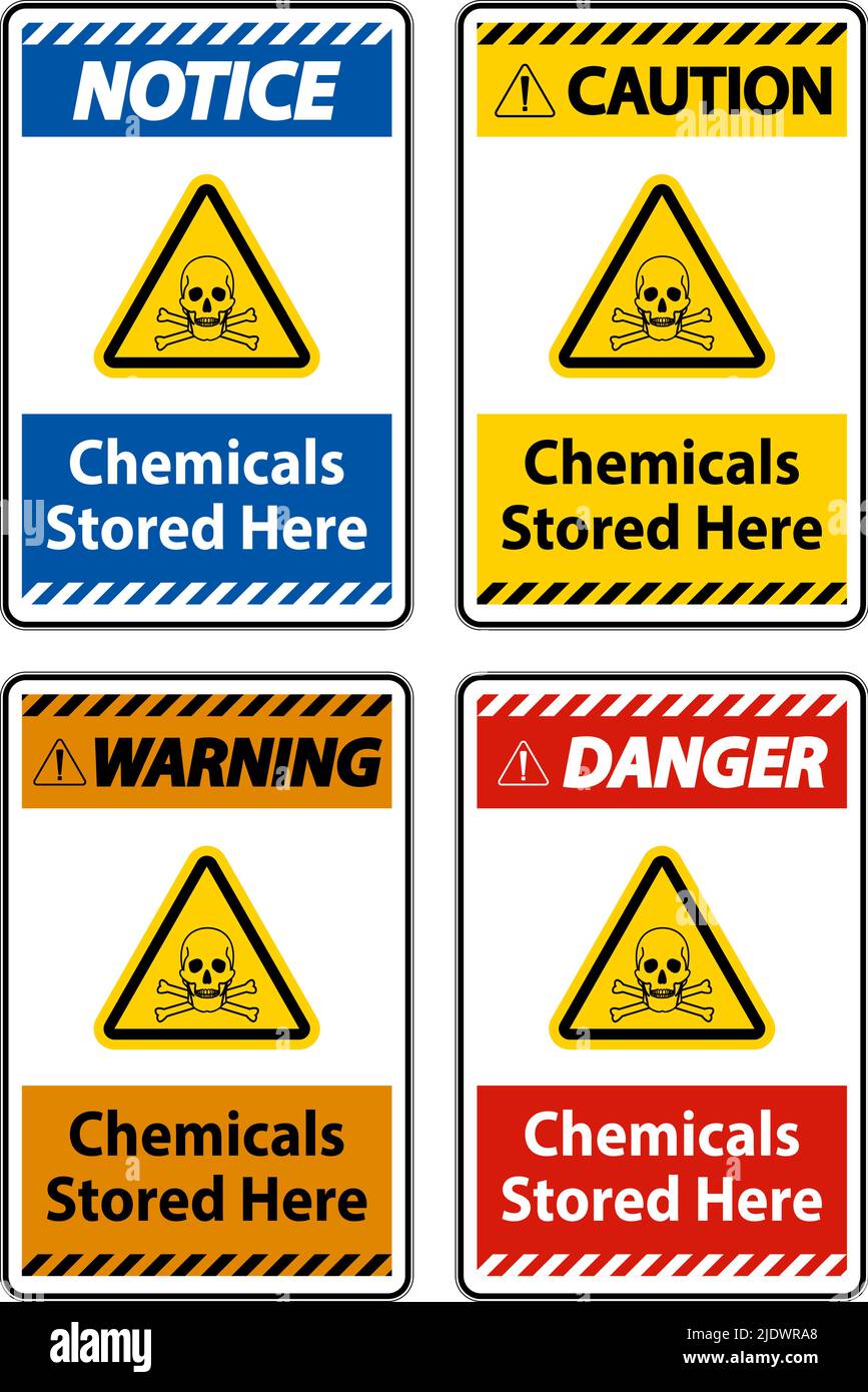 Label Chemicals Stored Here Sign On White Background Stock Vector Image ...