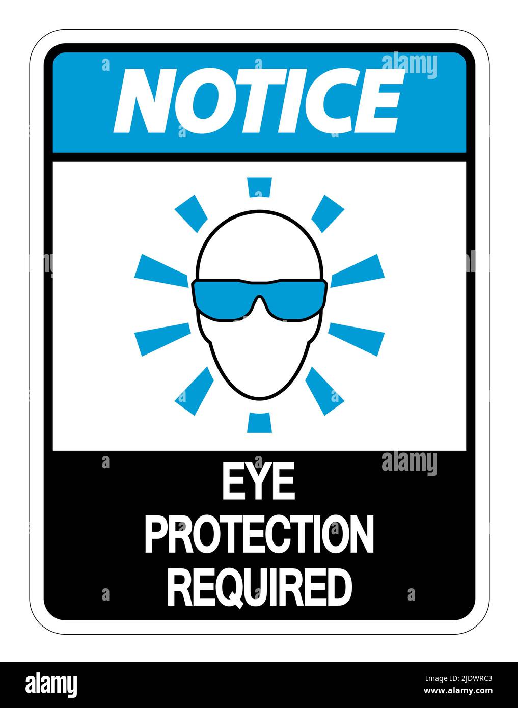 Notice Eye Protection Required Wall Sign on white background,vector ...