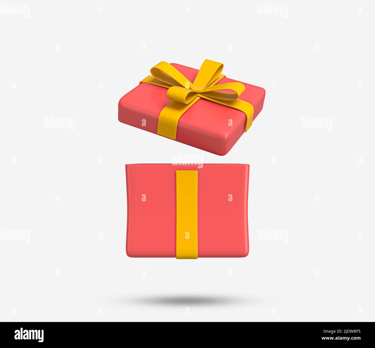 Gift box 3D icon. Closed red color gift box. Flying modern holiday ...