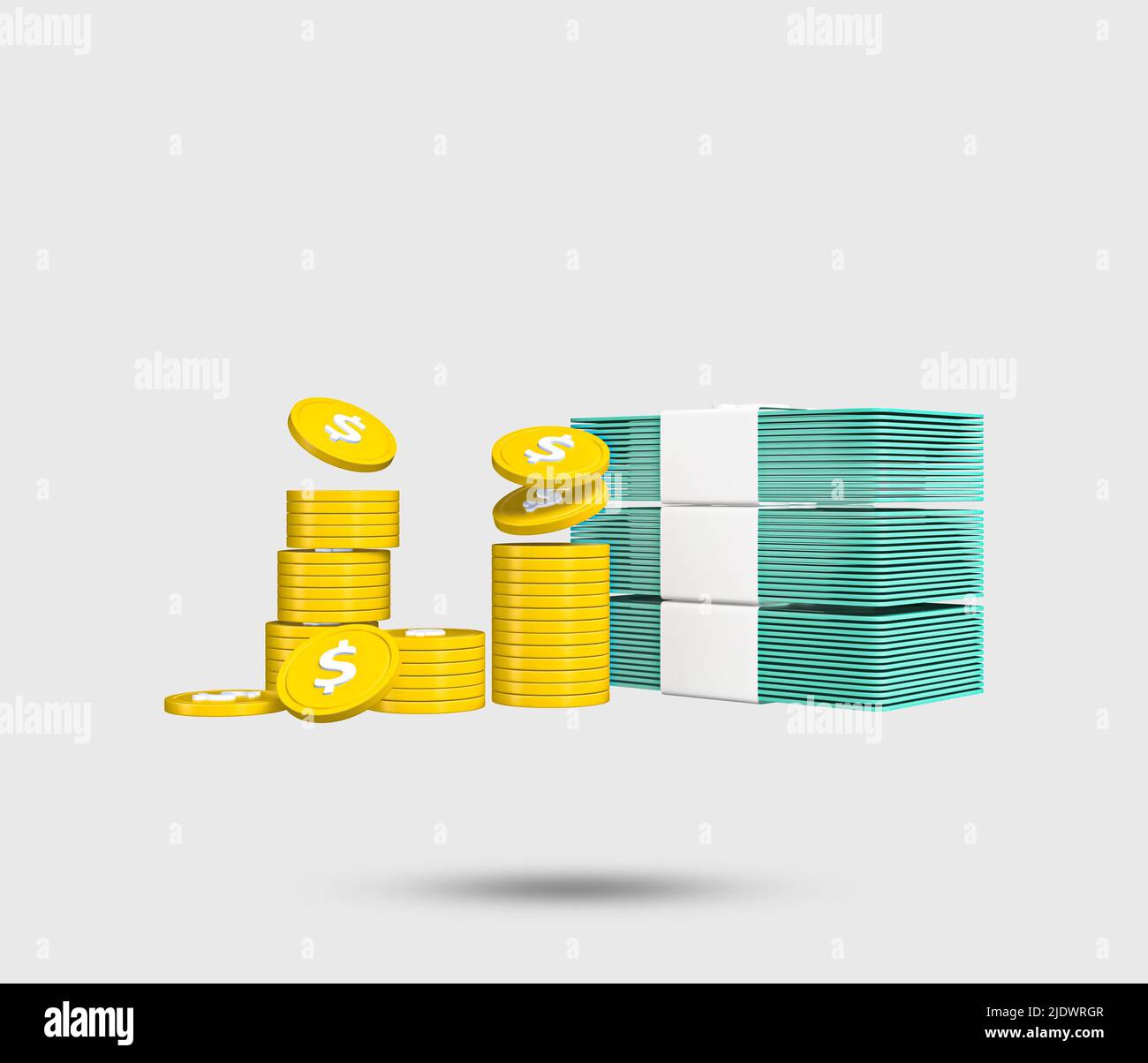 Money and cash bundle 3d icon. Dollar and bucks bundle stack symbol ...