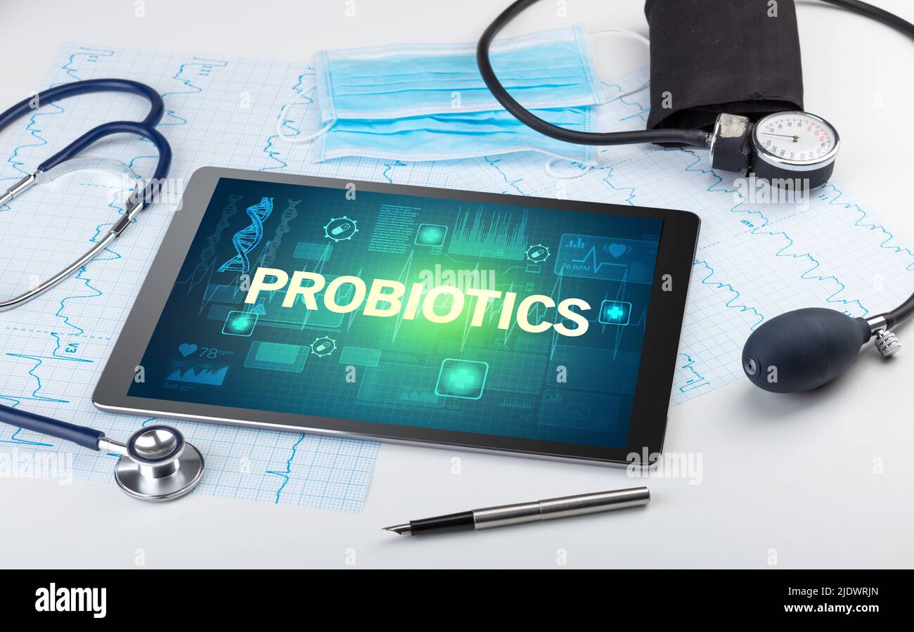 Tablet pc and medical stuff Stock Photo - Alamy