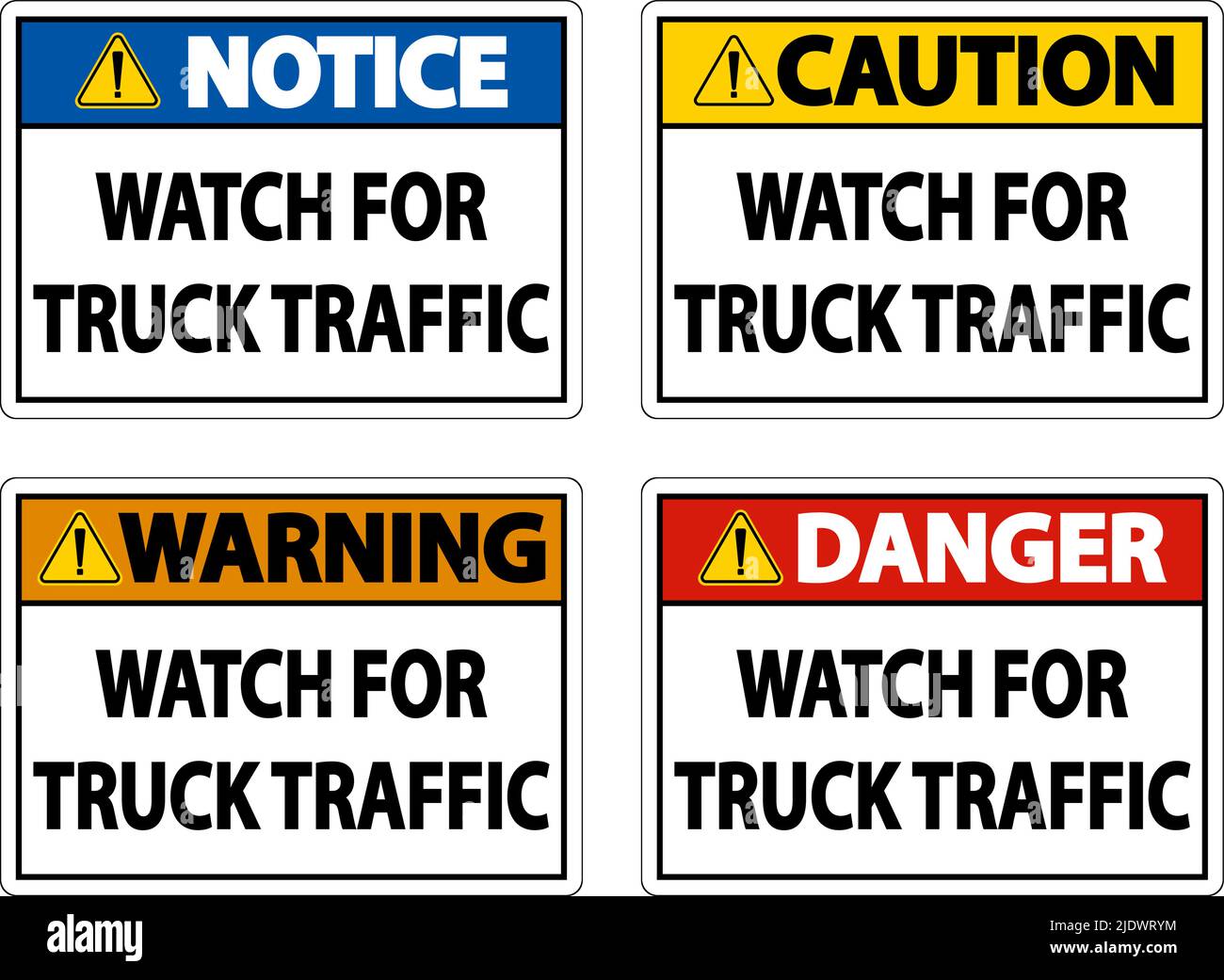 Caution Watch For Truck Traffic Sign On White Background Stock Vector ...
