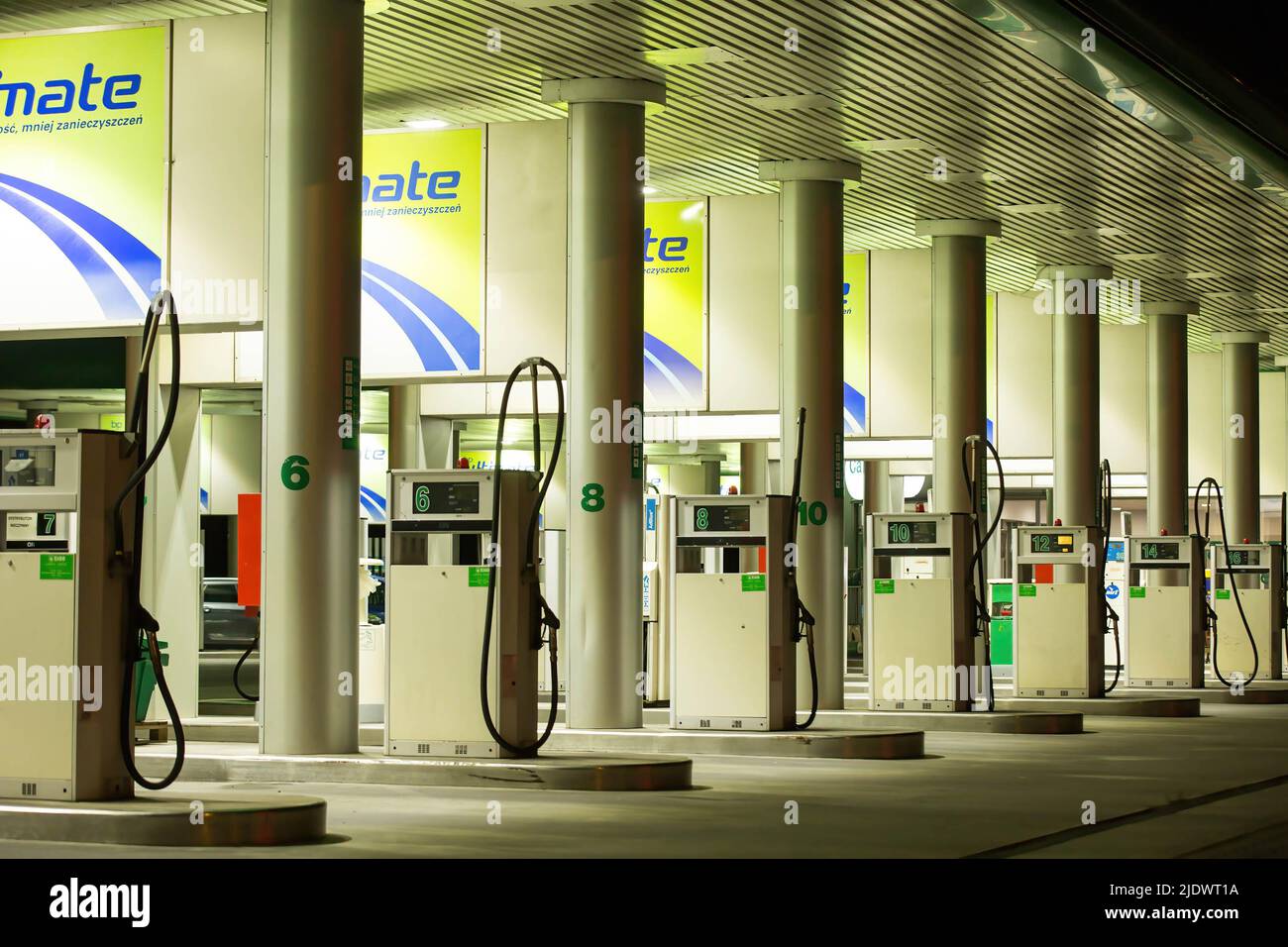 A view of fuel dispensers at the BP petrol station in Janis?awiec Stock ...