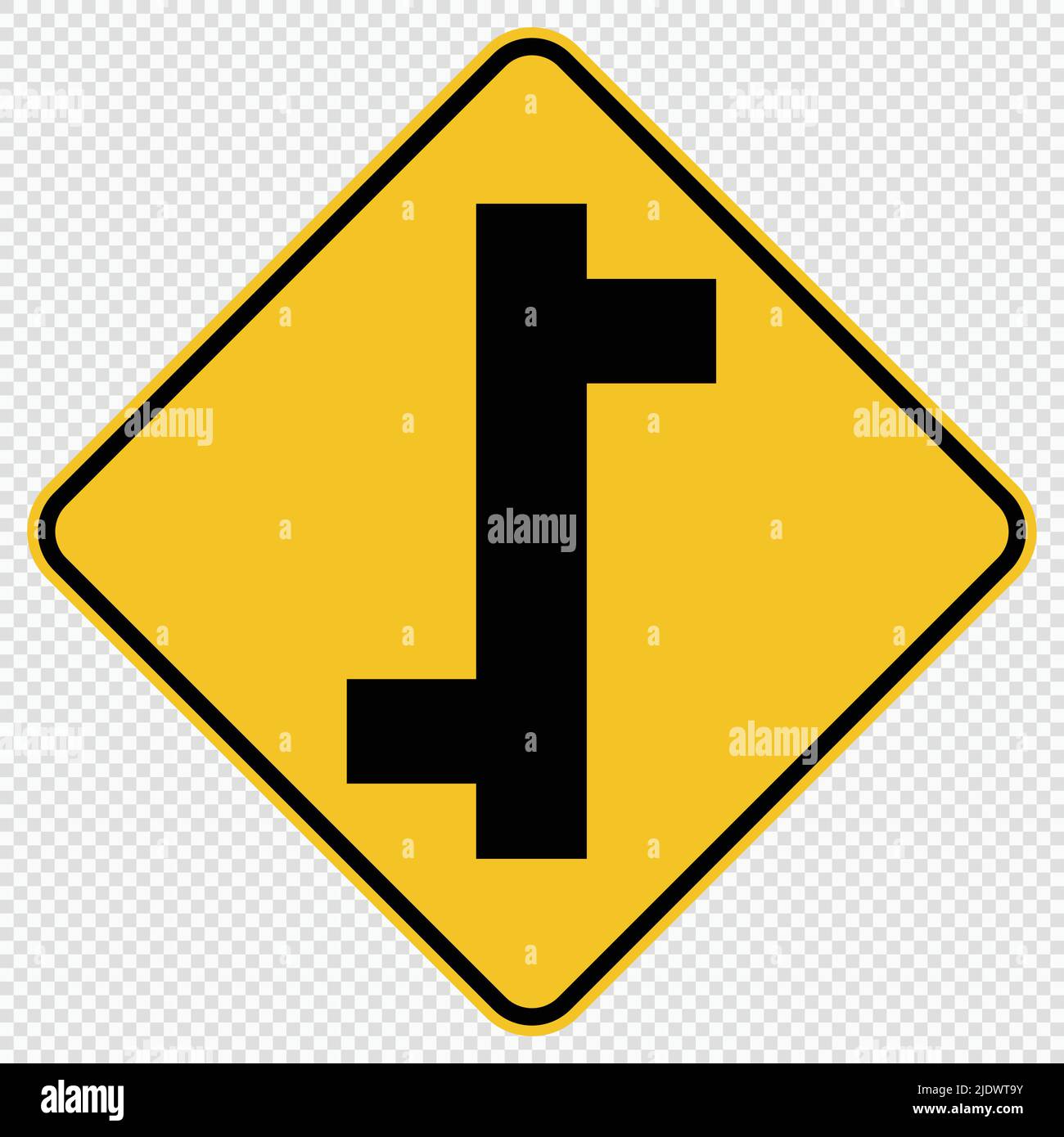 Staggered Junction Traffic Road Sign on transparent background,vector ...