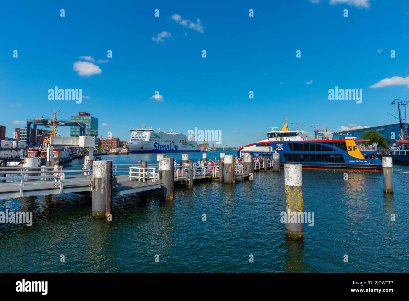 Kiel Fjord line ship at pier, habour Kiel, Schleswig-Holstein, Northern ...