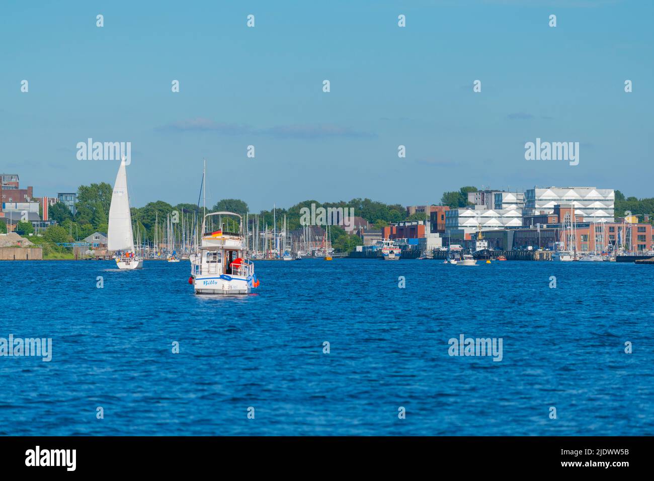View of the Kiellinie Promenade along the Kiel Fjord, Kieler Week 2022 ...