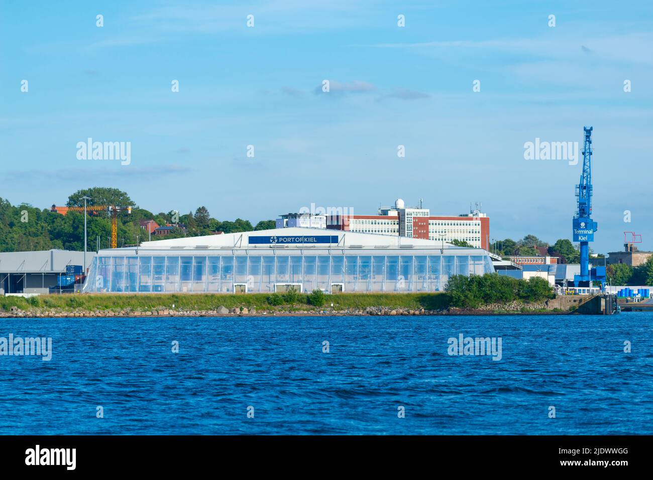 Port of Kiel, Terminal for cruise ships, east side Kiel Fjord ...