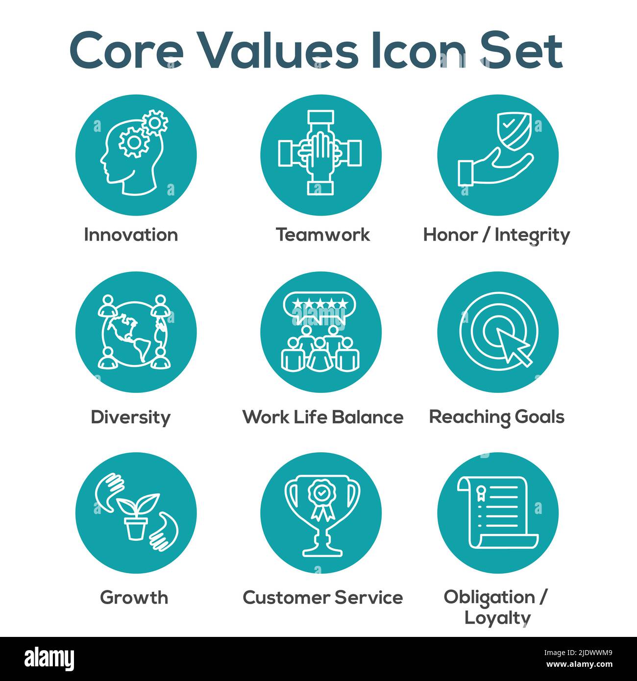 Core Values or Mission with Vision Icon Set Stock Vector Image & Art ...
