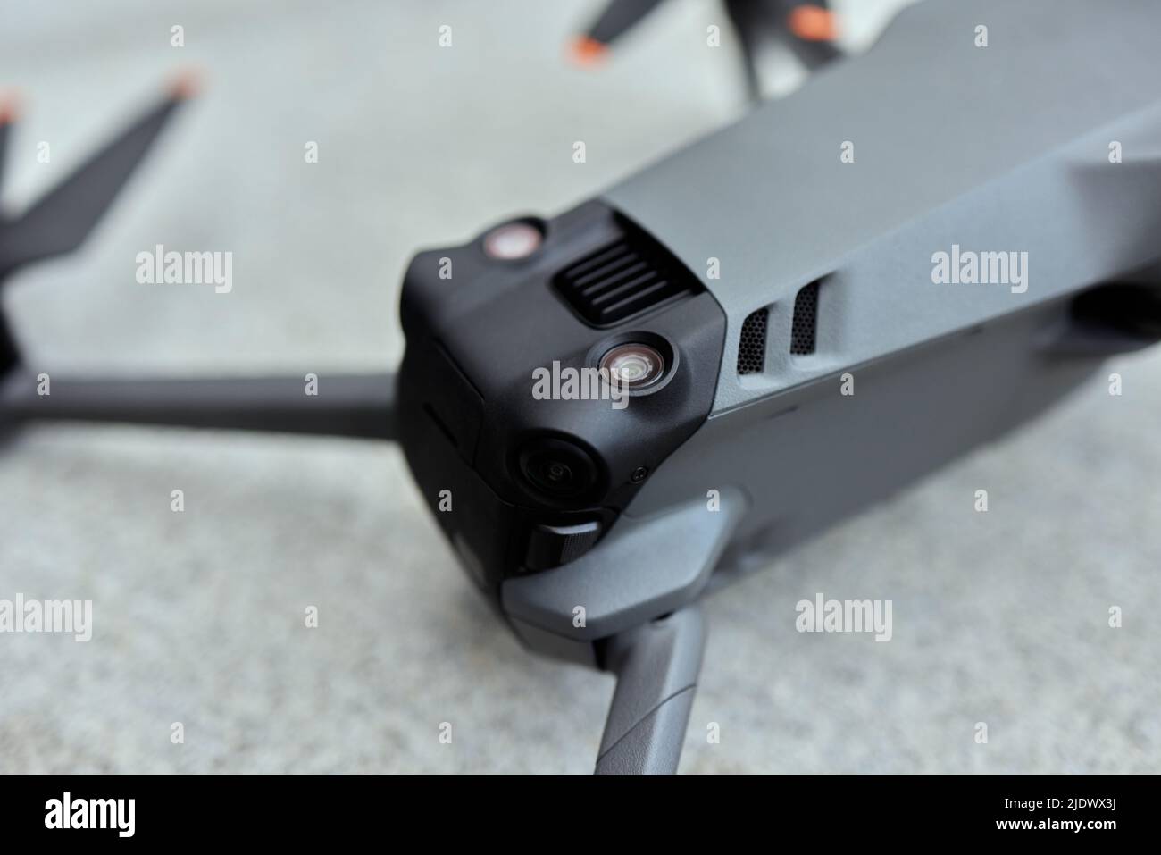 New drone a well - known company is standing on a concrete surface ...