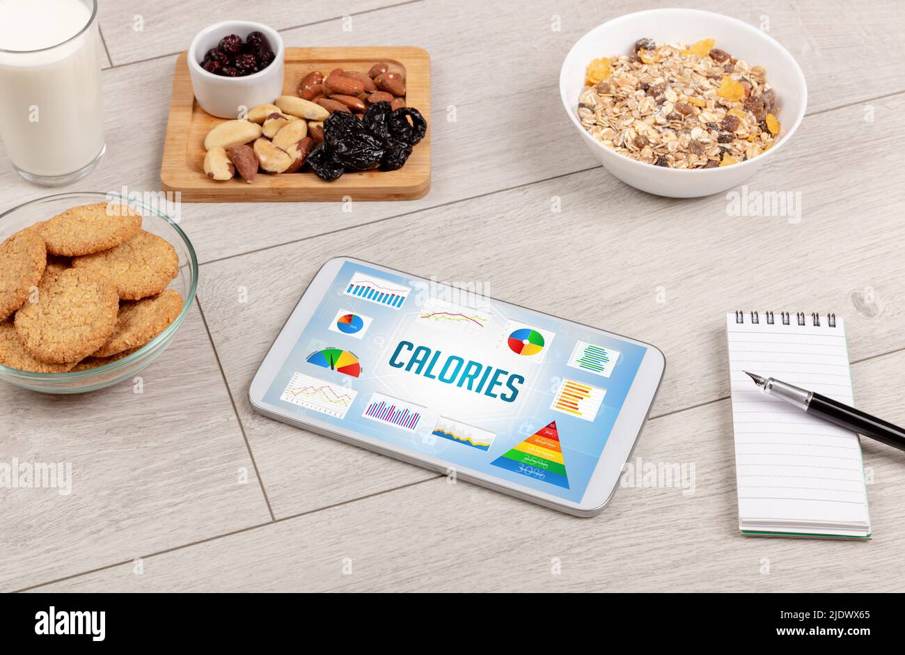 Organic food and tablet pc Stock Photo - Alamy