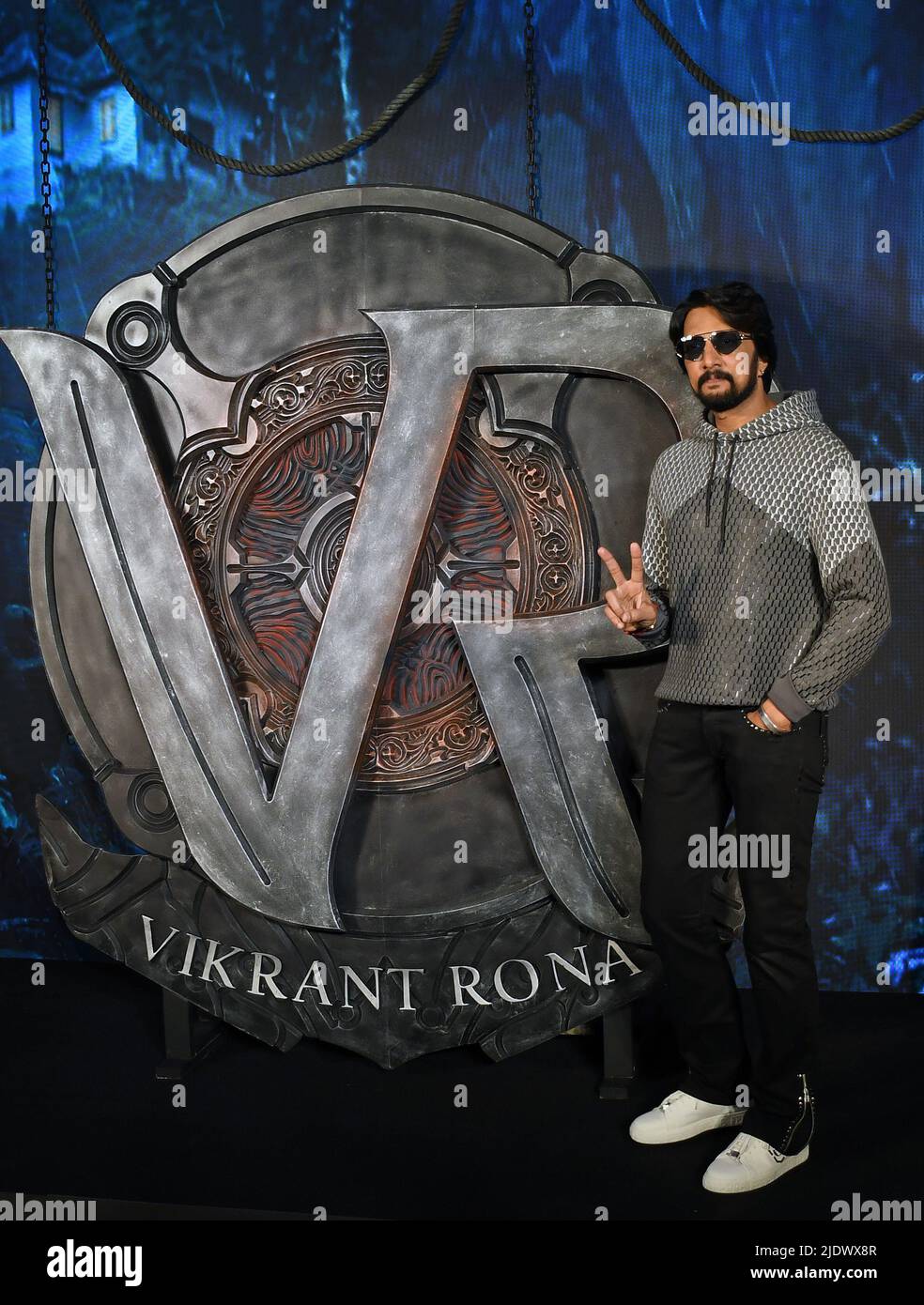 Mumbai, India. 23rd June, 2022. Kannada actor Sudeep poses for a photo ...