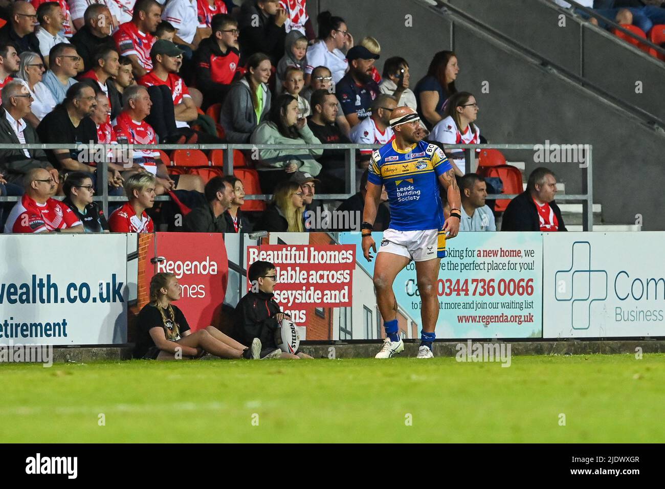 Bodene Thompson (19) of Leeds Rhinos leaves the field after referee Tom ...