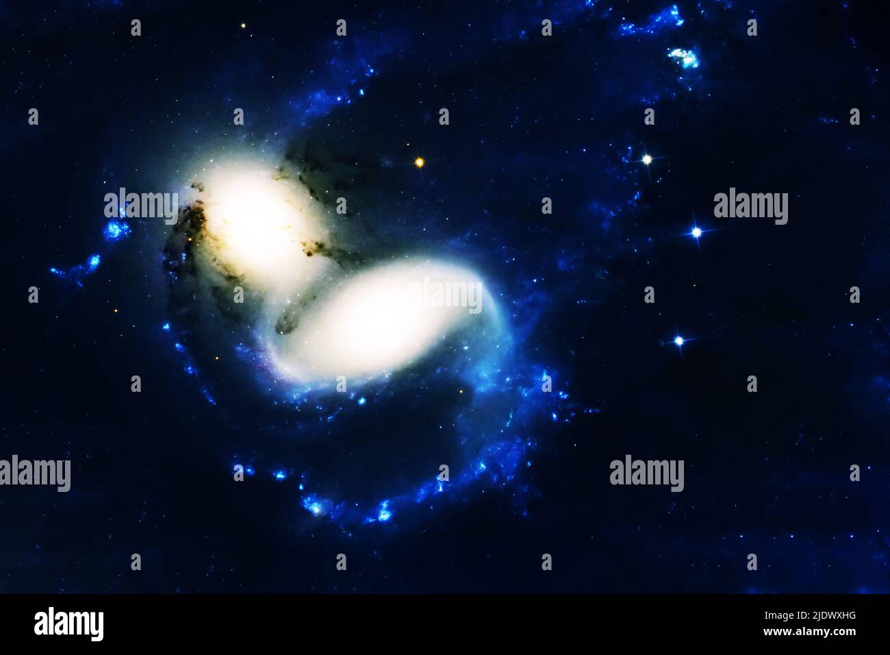 Two galaxies in space. Elements of this image furnished by NASA. High ...
