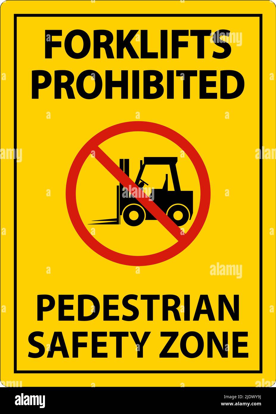 Forklifts Prohibited Safety Zone Sign On White Background Stock Vector ...