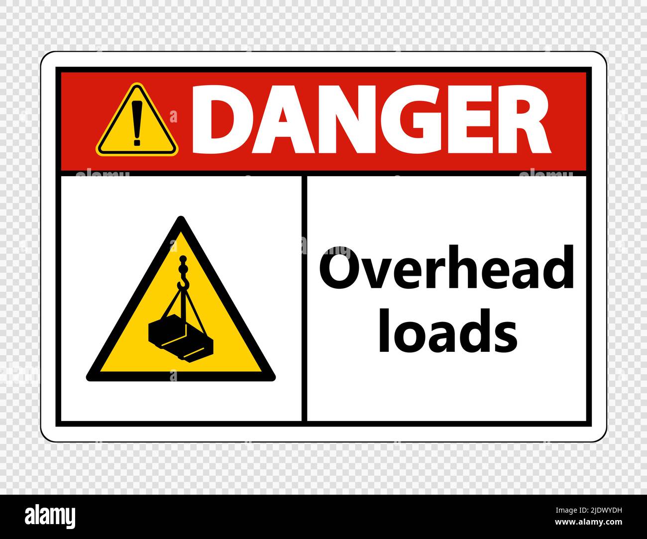 Danger overhead loads Sign on transparent background,vector ...