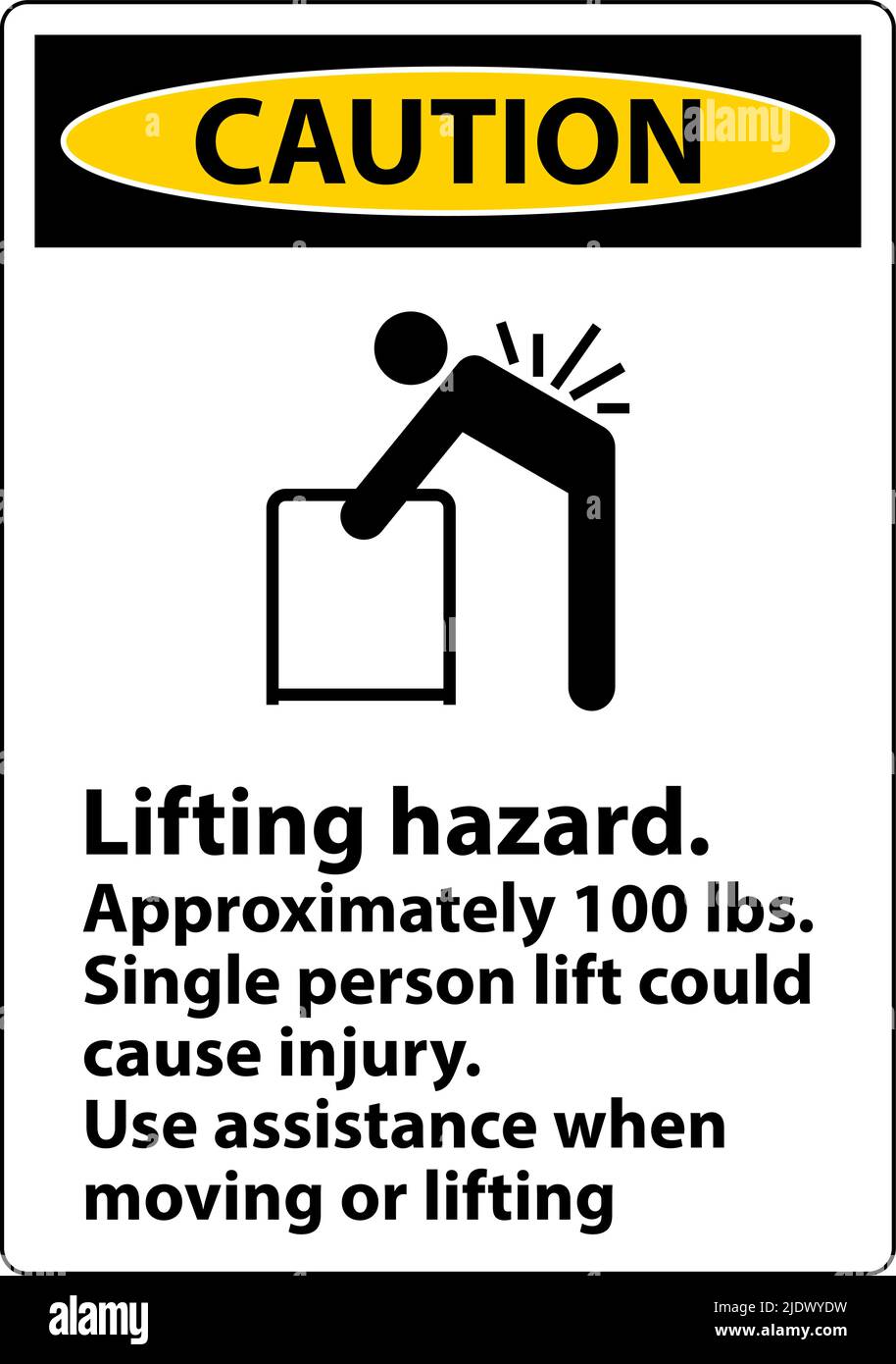 Caution Lifting Hazard Use Assistance Label On White Background Stock ...