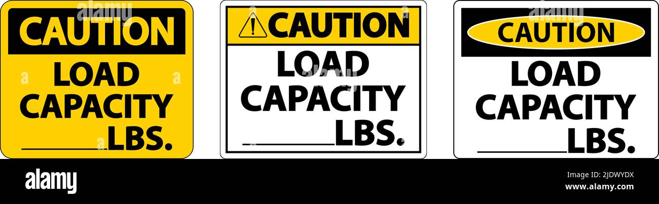 Caution Load Capacity Label Sign On White Background Stock Vector Image ...