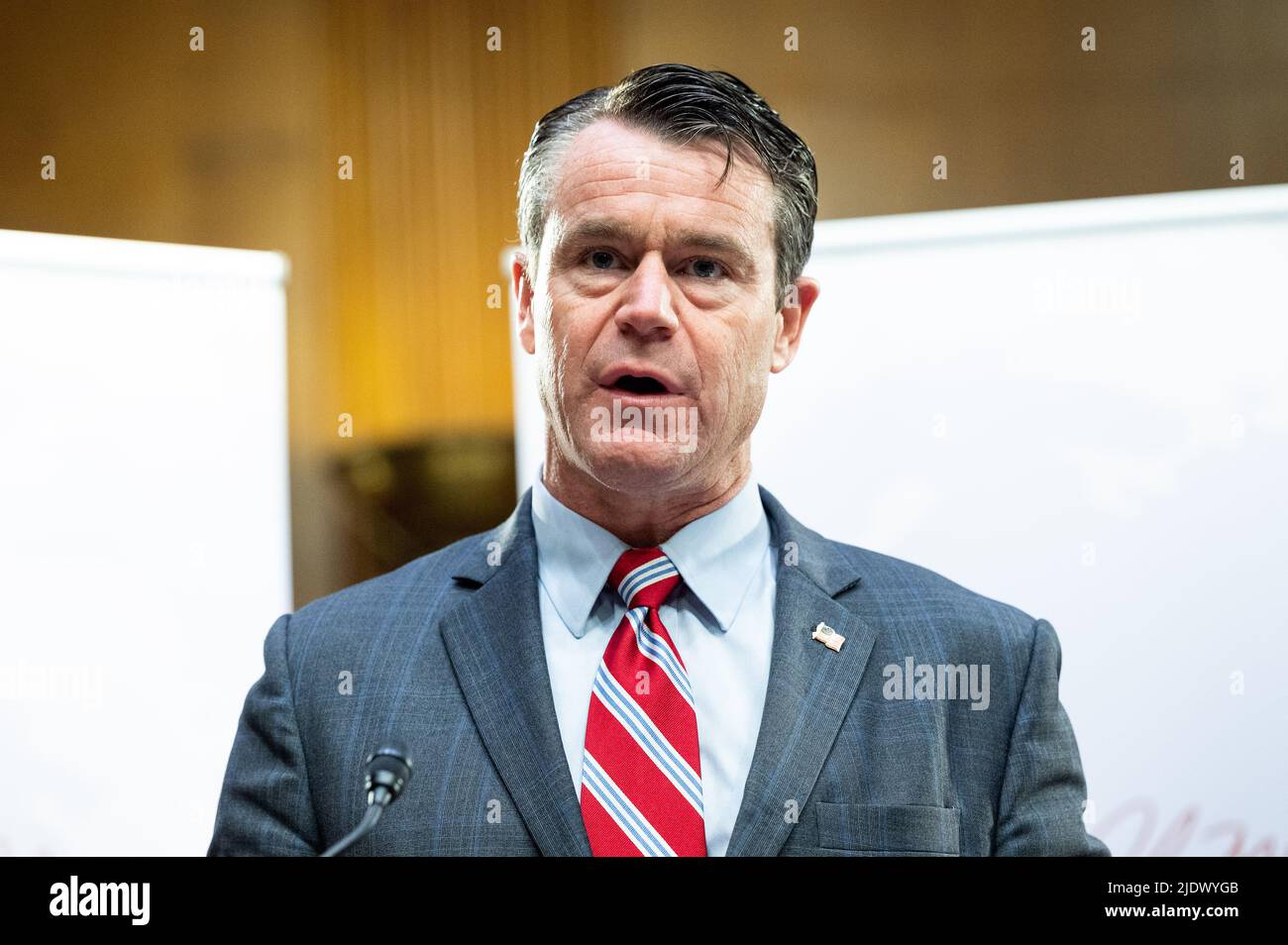 U.S. Senator Todd Young (R-IN) speaking about Ukraine at an event ...