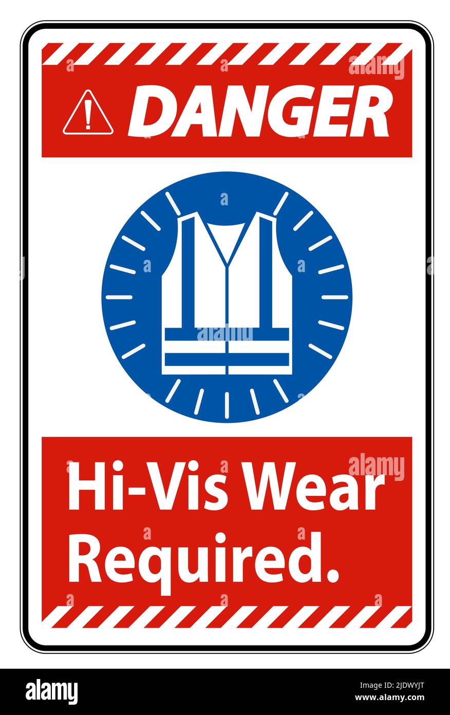 Danger Sign Hi-Vis Wear Required on white background Stock Vector Image ...