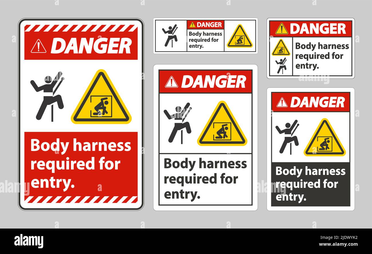 Danger Sign Body Harness Required For Entry Stock Vector Image & Art ...