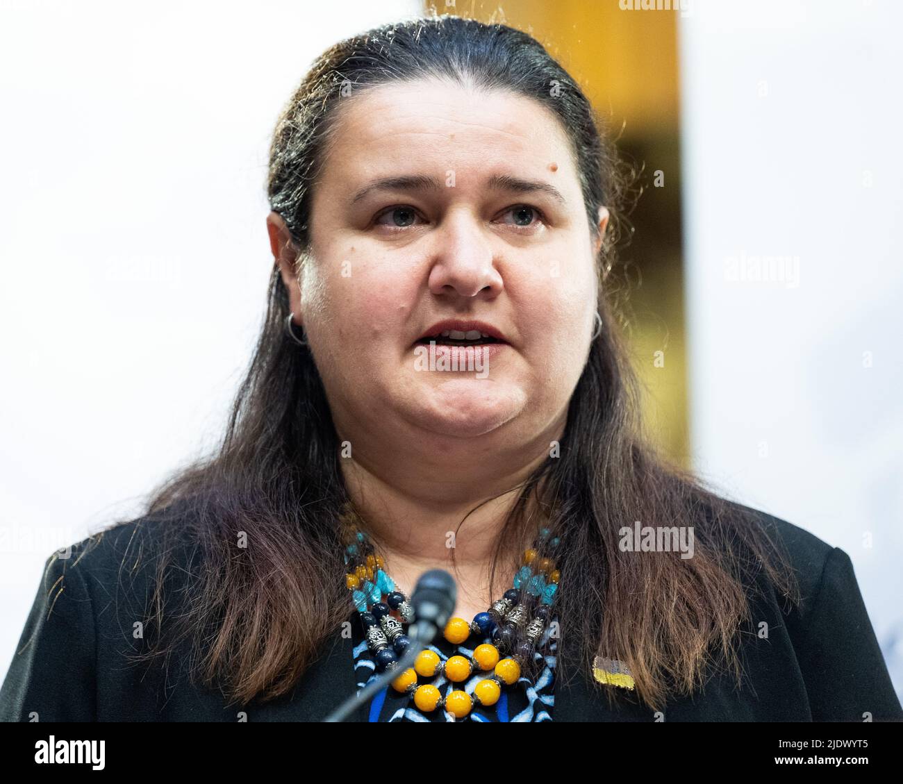 Oksana Markarova, Ukrainian Ambassador to the United States, speaking ...