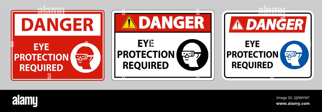 Danger sign Eye Protection Required on white background Stock Vector ...