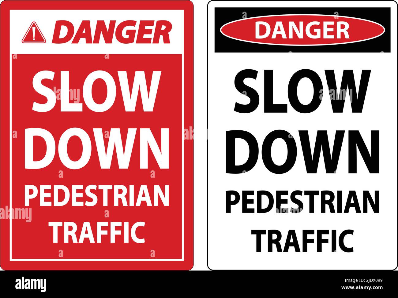 Danger Pedestrian Traffic Sign On White Background Stock Vector Image ...