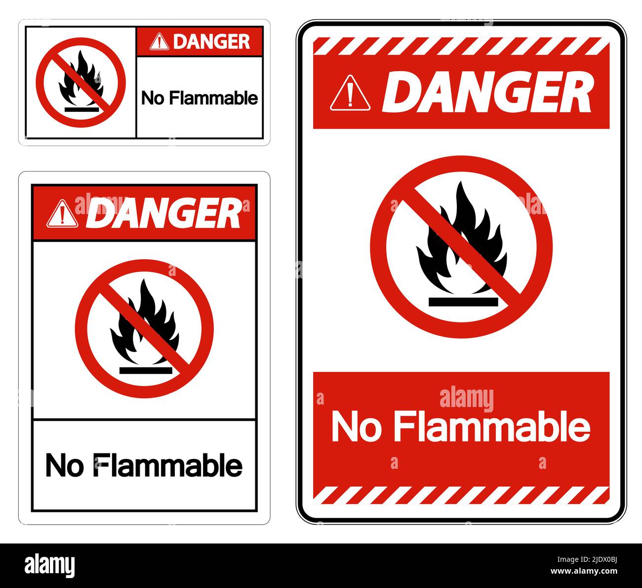 Danger No Flammable Symbol Sign On White Background Stock Vector Image ...