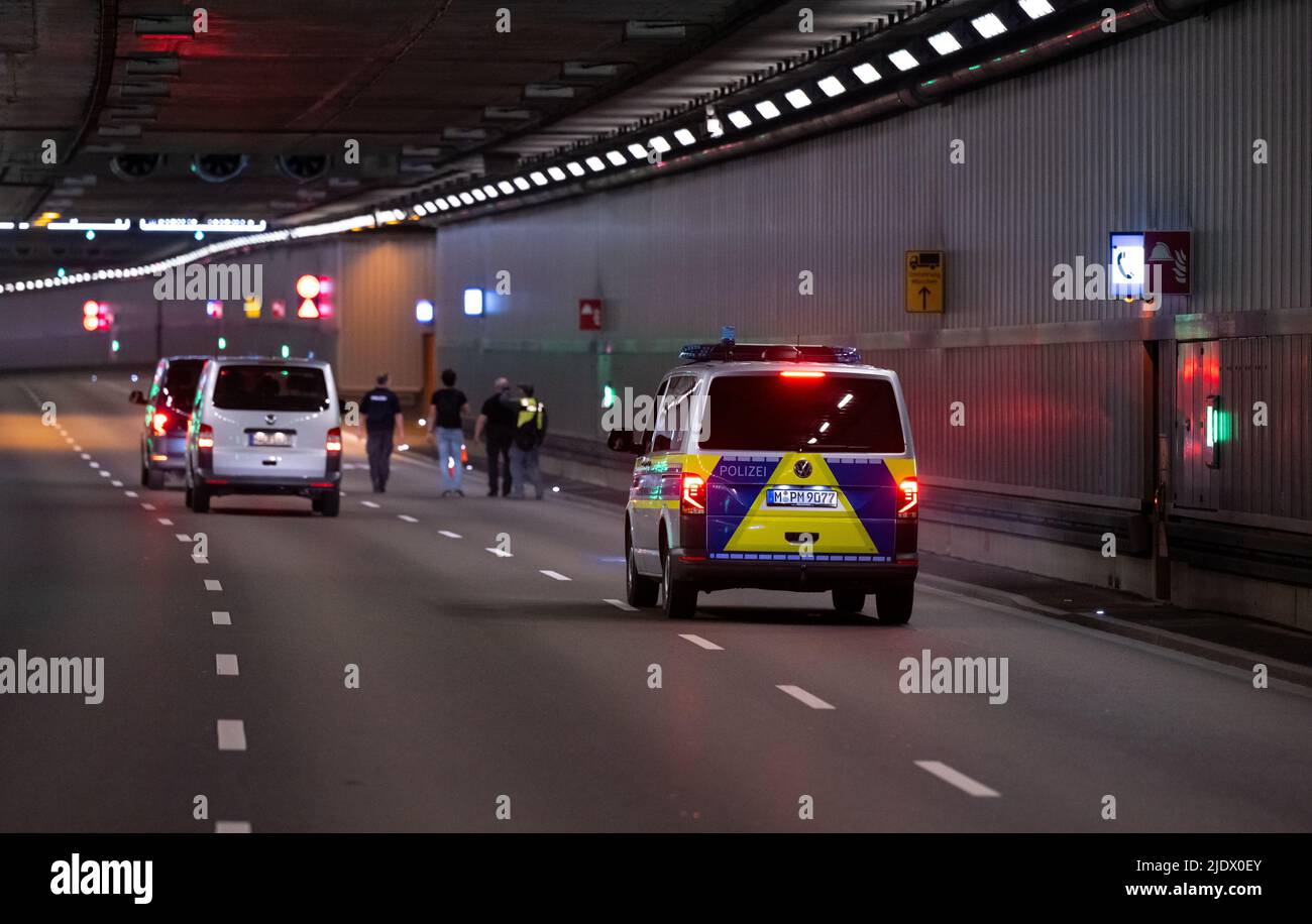 Munich, Germany. 23rd June, 2022. Police officers search the Luise ...