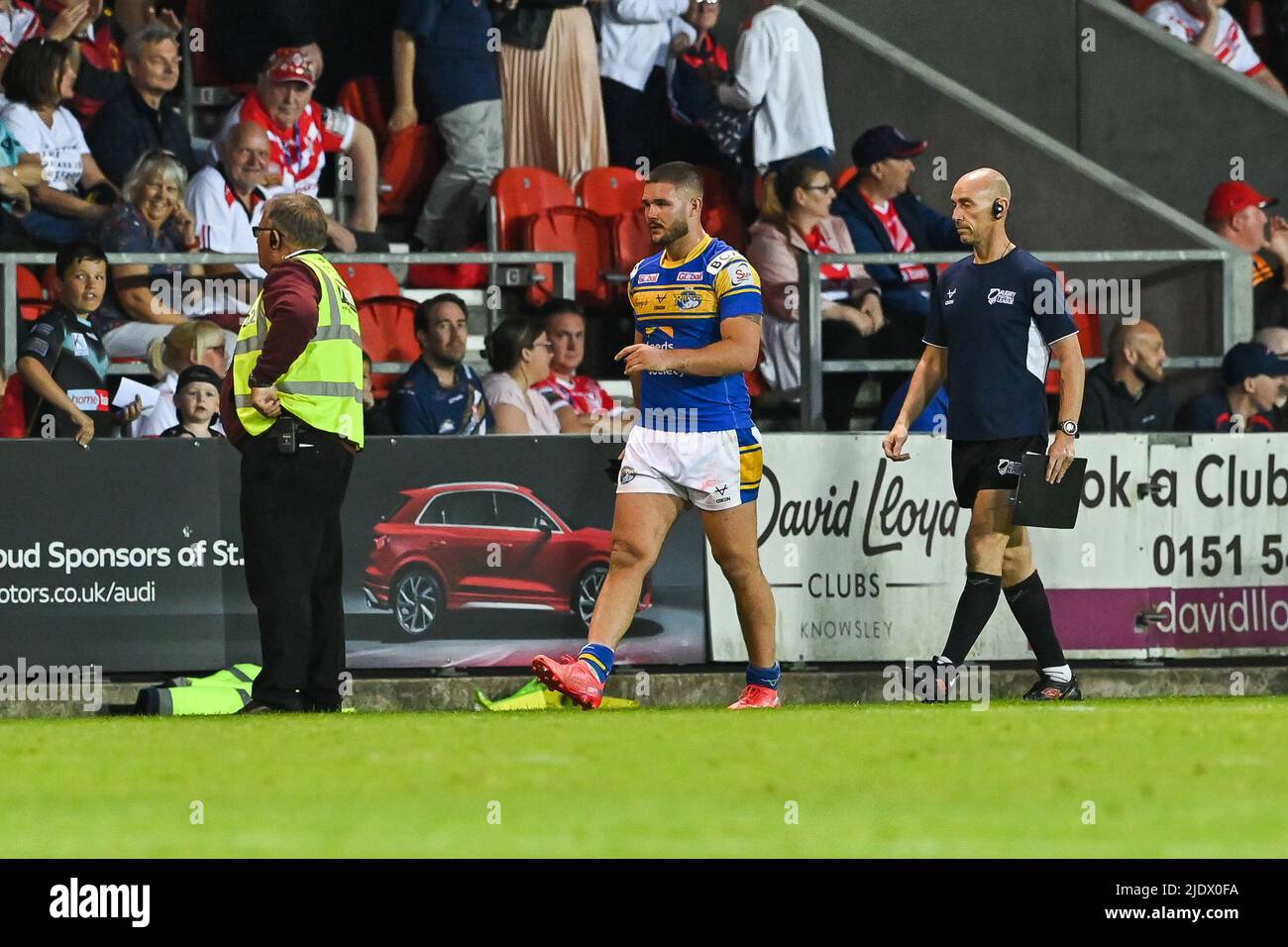 James Bentley (11) of Leeds Rhinos leaves the field after referee Tom ...