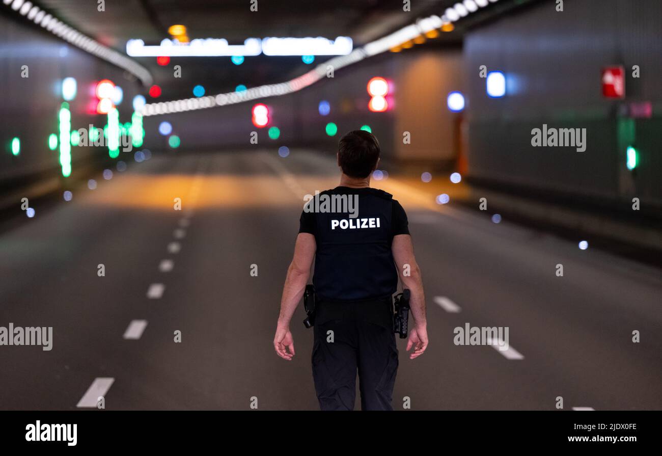Munich, Germany. 23rd June, 2022. Police officers search the Luise ...