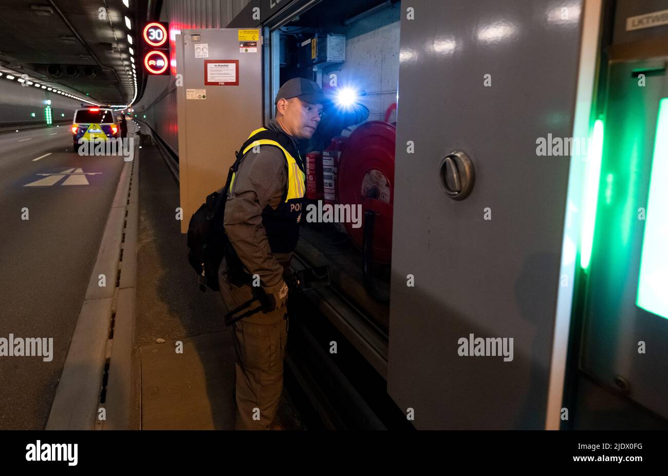 Munich, Germany. 23rd June, 2022. Police officers search the Luise ...