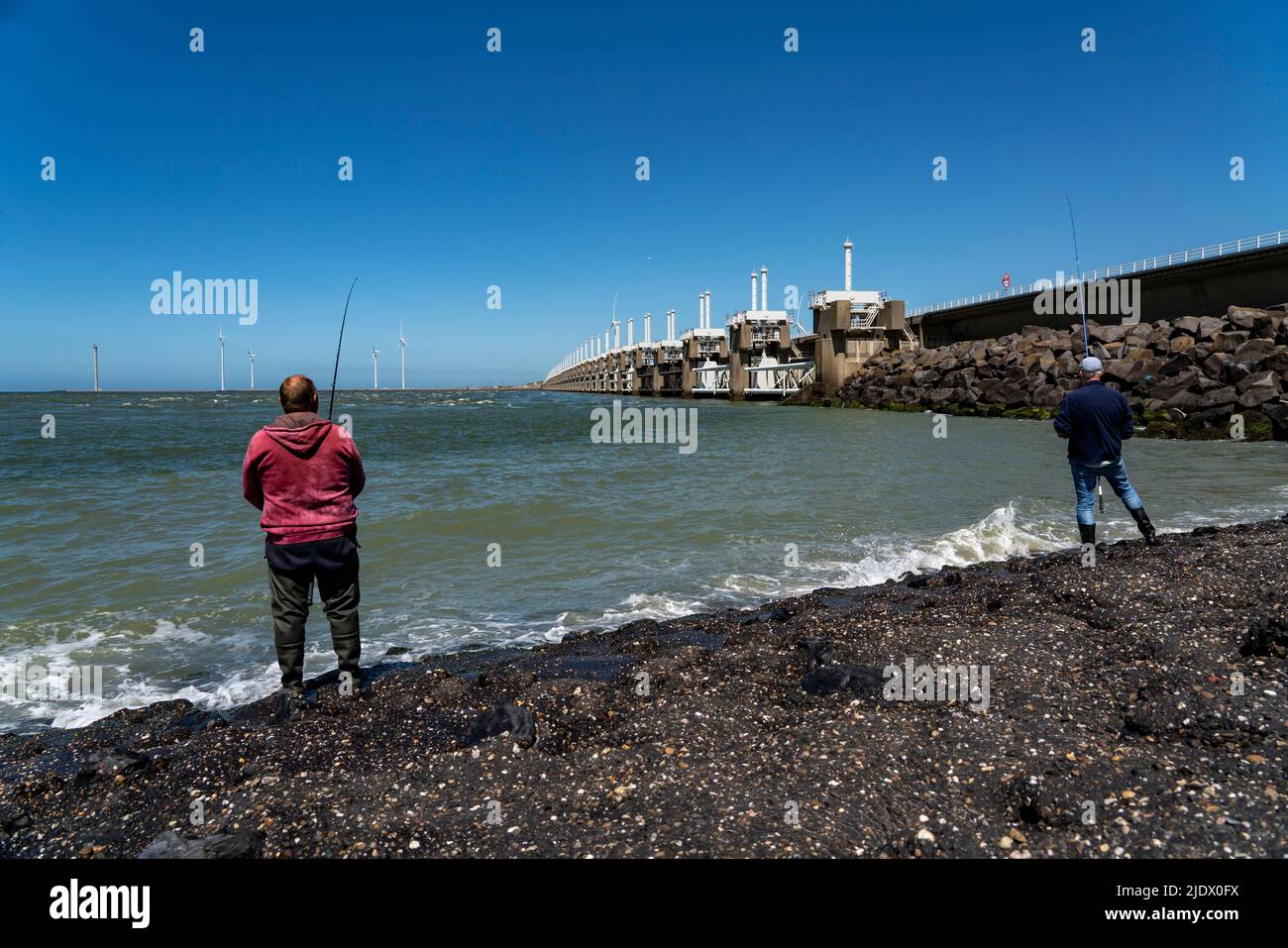 The Delta Works, storm surge barrier, Oosterschelde barrier in the ...