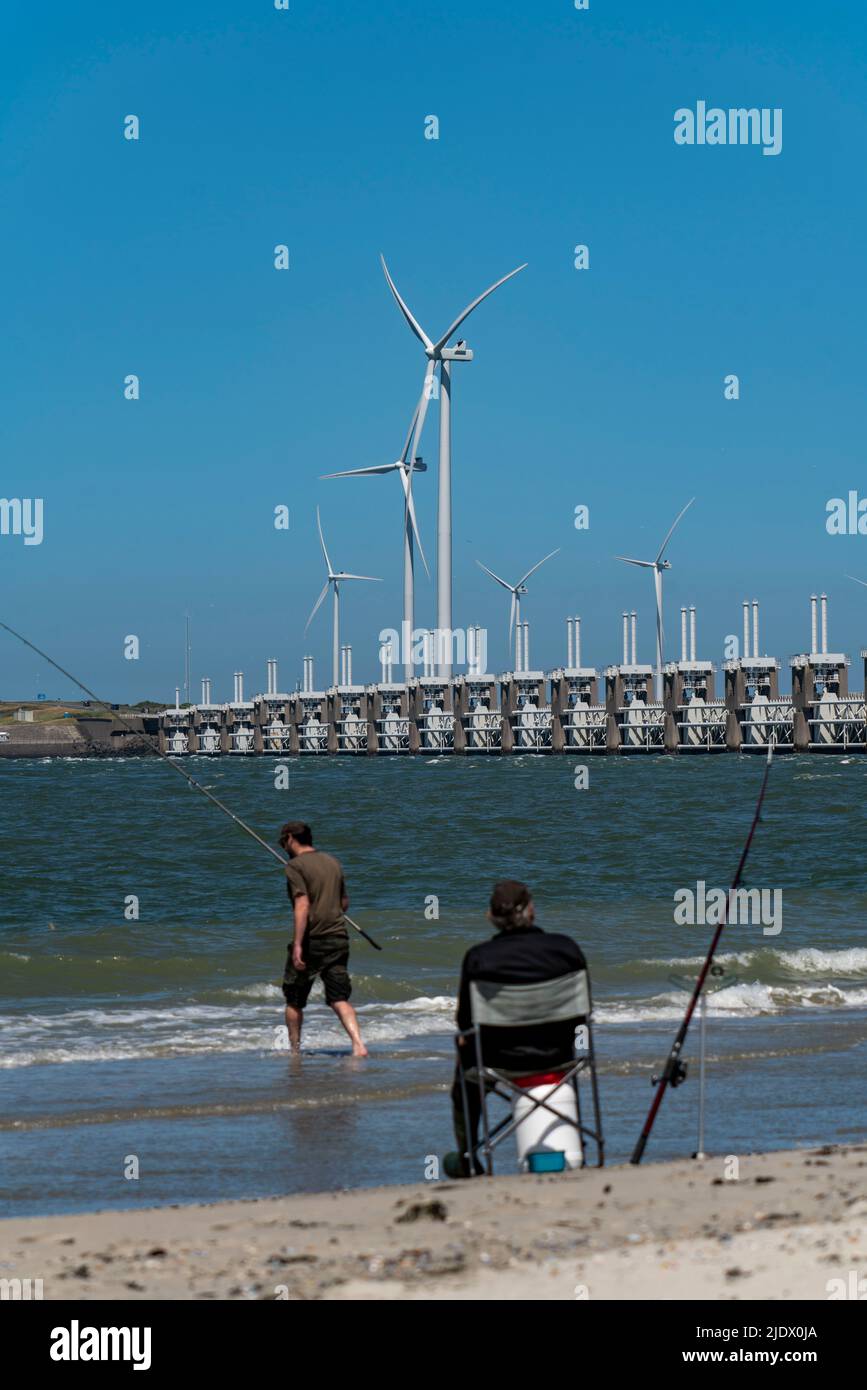 The Delta Works, storm surge barrier, Oosterschelde barrier in the ...