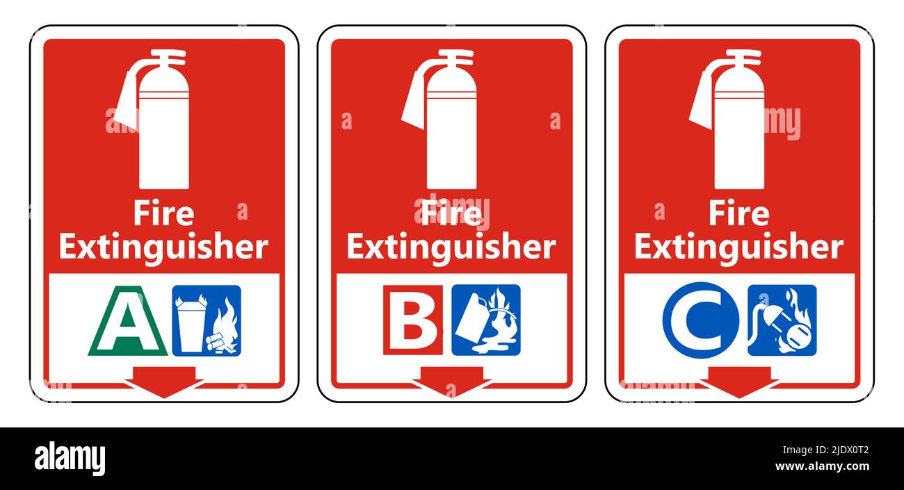 Symbol Fire Extinguisher A B C Sign on white background Stock Vector ...