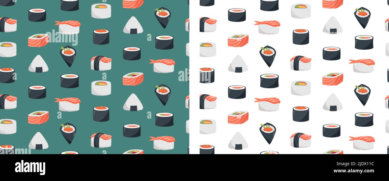 Seamless pattern with sushi design. Cute vector illustrations Stock ...