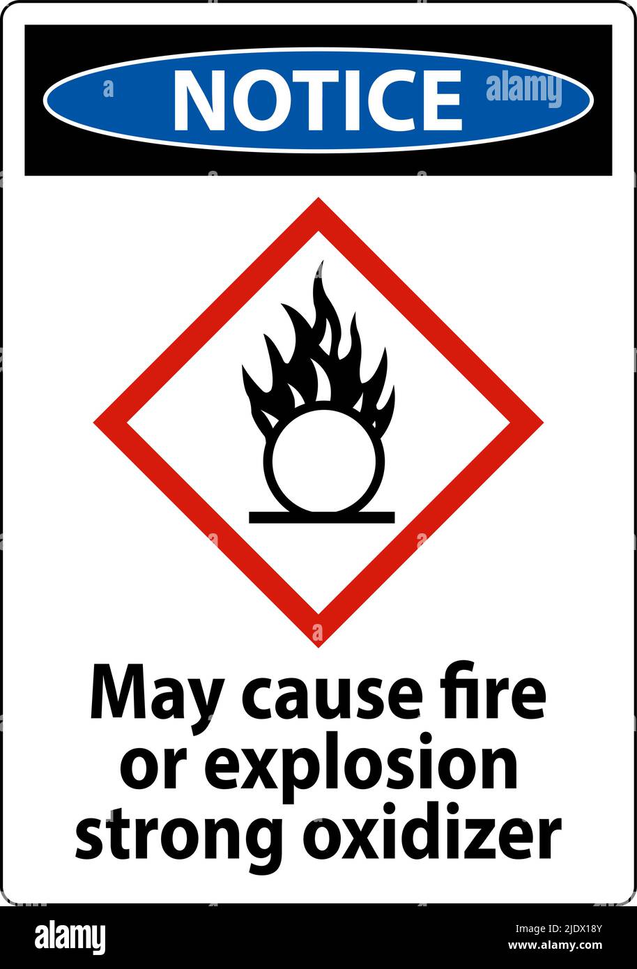 Notice May Cause Fire Or Explosion Sign On White Background Stock ...