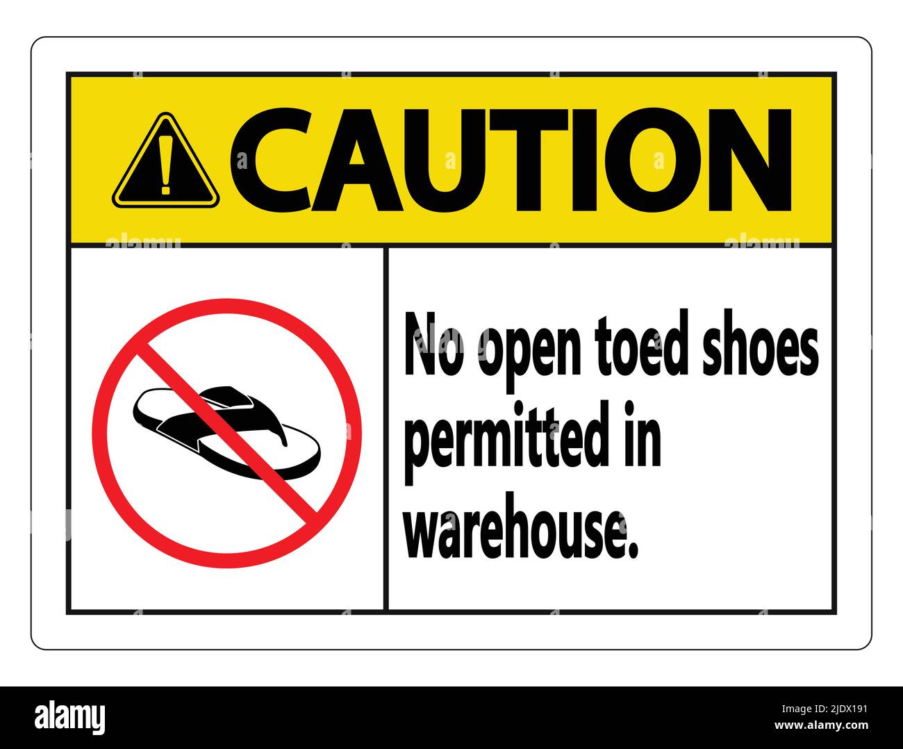 Caution No Open Toed Shoes Sign on white background,vector illustration ...