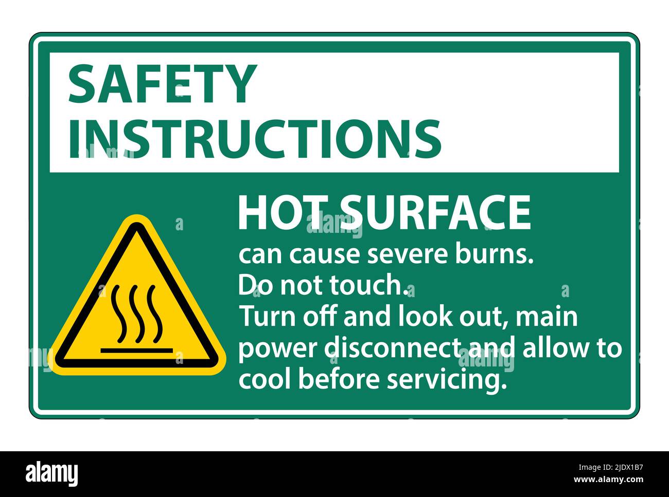 Safety Instructions Hot surface sign on white background Stock Vector ...