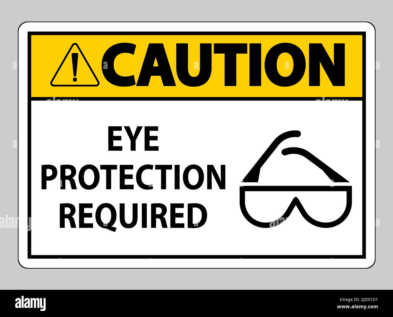 Caution Sign Eye Protection Required On White Background Stock Vector