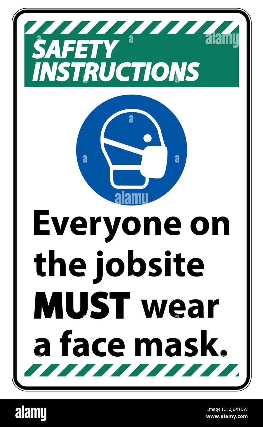 Safety Instructions Wear A Face Mask Sign Isolate On White Background ...